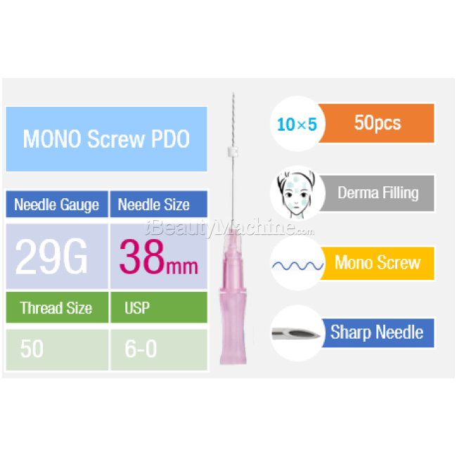 InstaLift™ Mono Screw PDO Thread Lifting | 29Gx38mmx50mm | Spring PDO ...